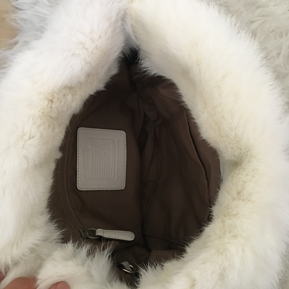 Coach | Bags | Coach White Satin Rabbit Fur Handbag | Poshmark